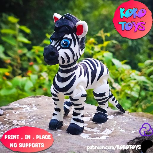 🦓 CUTE FLEXY ARTICULATED ZEBRA PRINT-IN-PLACE・ STL File for 3D printing ...