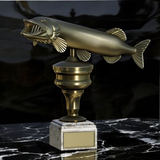 STL file fish pike muskellunge muskie / Esox masquinongy trophy cup for ...