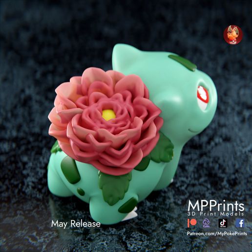 🌹 Rose Bulbasaur・Free 3D File for 3D printing・Cults