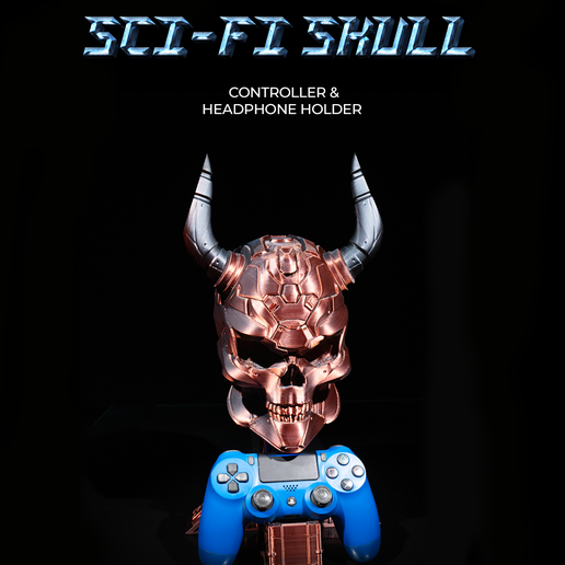 💀 Sci-fi Skull Controller & Headphone Holder・ 3D File for 3D printing・Cults