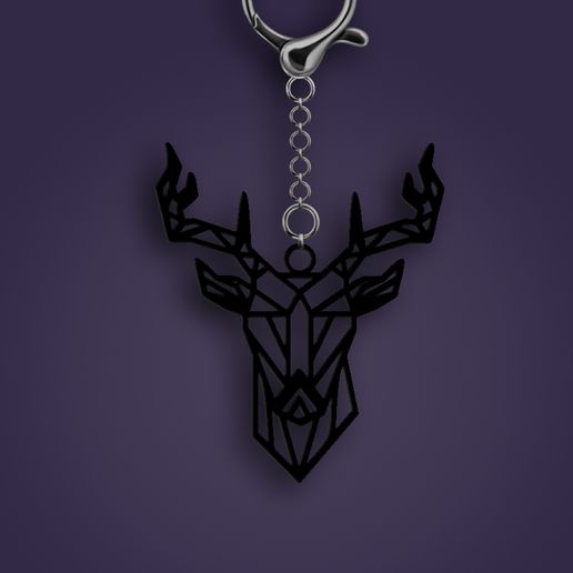 🦌 Geometric Deer Keychain・ STL File for 3D printing・Cults
