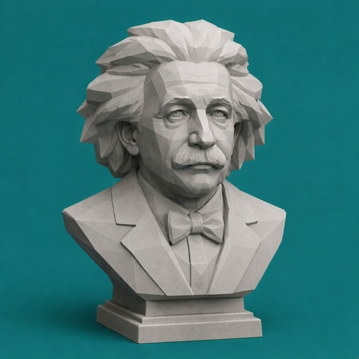 👤 ALBERT EINSTEIN LOW POLY BUST・Archivo STL Gratis para Impresión 3D・Cults