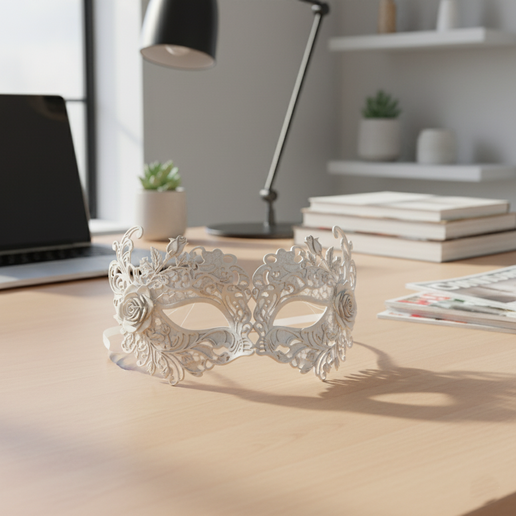 🌹 Venetian Rose Filigree Mask・Free STL File for 3D printing・Cults