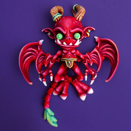 😈Articulated Imp😈-colored file included・ STL File for ・Cults