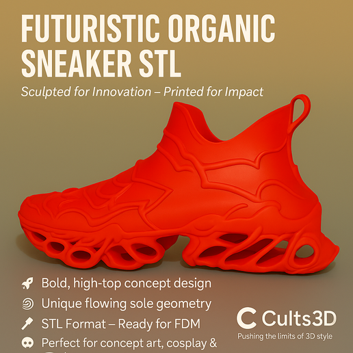 👟 Futuristic Organic Sole Sneaker STL – 3D Printable Shoe Design・ STL ...