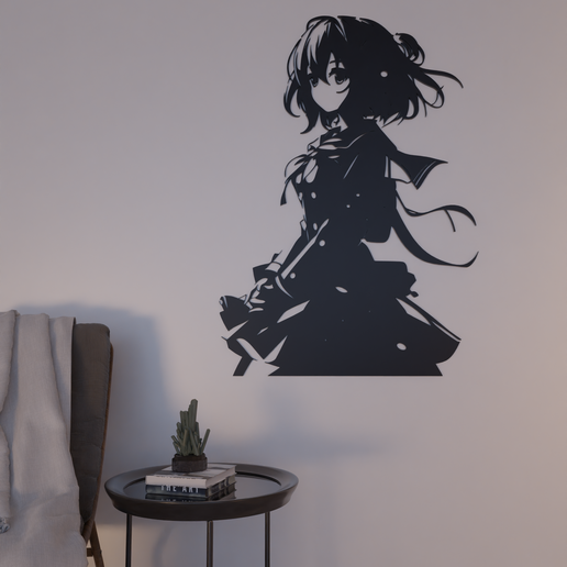 Archivo STL Decoracion de pared Anime Girl 2d wall art 👧 (SVG)・Plan de ...