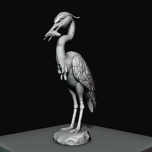 🐠 heron with fish in mouth stl・Archivo STL para Impresión 3D・Cults