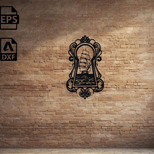 🎨 Wall Decor Art - Sailing Ship in a Keyhole・ 3D File for 3D printing ...