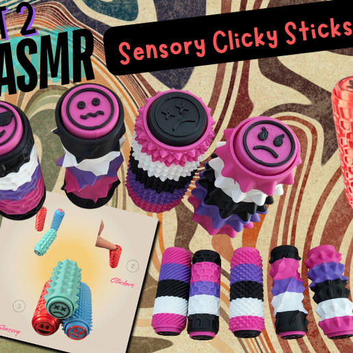 👌 ASMR Sensory Clicky Sticks Set 2-- Keychains for calming and stimming ...