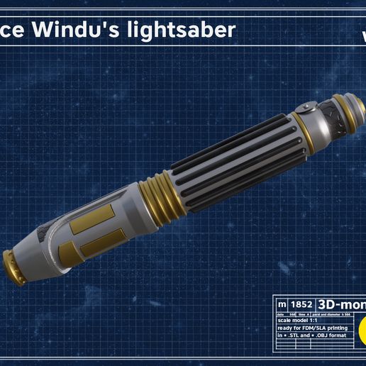 🔫 Mace Windu Lighsaber・ 3D File for 3D printing・Cults