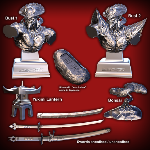 👤 Tekken 8 - Yoshimitsu statue (and bust)・ 3D File for 3D printing・Cults