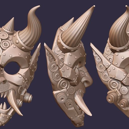 🖨️ Steampunk Oni Mask demon・ 3D File for 3D printing・Cults