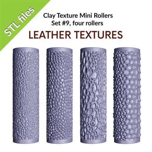 💍 Texture Mini Rollers for polymer clay, set of four rollers, leather ...