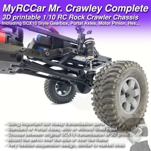 🪨 MyRCCar Mr. Crawley Complete. 1/10 Customizable RC Rock Crawler ...