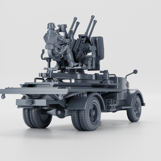 🔫 Opel Blitz with 20mm Flakvierling 38 AA Gun + 1 gunner (Germany, WW2 ...