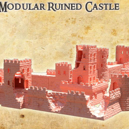 🏰 Modular Ruined Castle 28 mm Tabletop Terrain・ 3D File for ・Cults