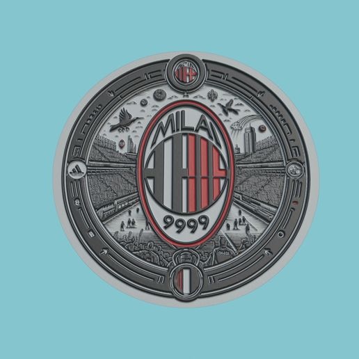 3D file AC Milan Football Medallion CNC AC Milan 3d CNC Model Stl Obj 🏈 ...