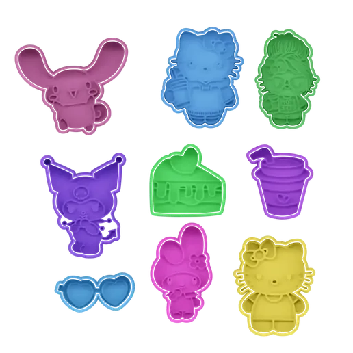 STL file COOKIE CUTTER Hello Kitty and her friends set of 9 🍪 ・3D ...