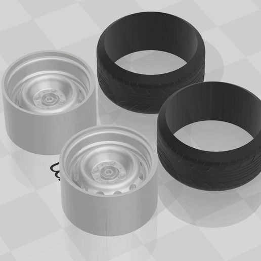 🛞 Wide Steel wheel Stretched tires・ STL File for 3D printing・Cults