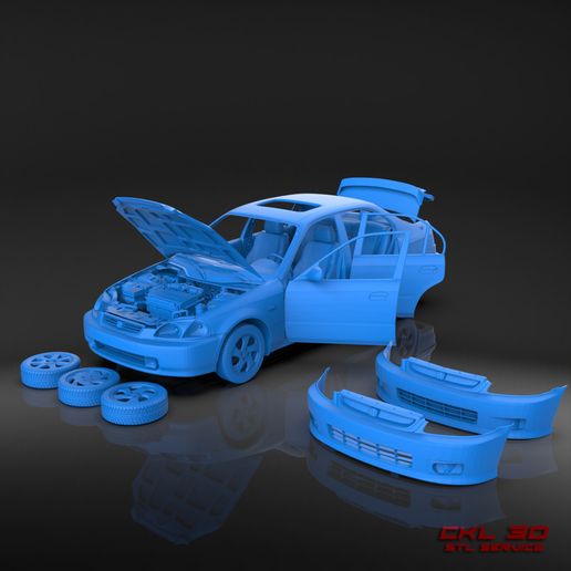 🛞 CIVIC ''00 DETAILED STL - 36 pieces・ STL File for 3D printing・Cults