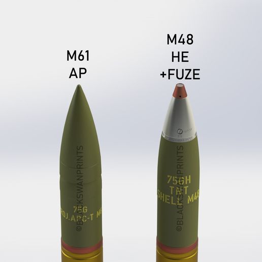 🪖 WW2 United States Sherman 75mm M3 Tank Cannon Shell・ 3D File for 3D ...