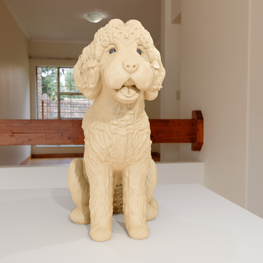 🐕 golden doodle dog sitting mouth open stl・ STL File for 3D printing・Cults