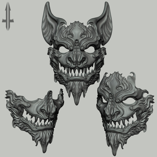 🦇 Bat Oni mask (wearable half and full mask) Shikaka・ OBJ File for 3D ...
