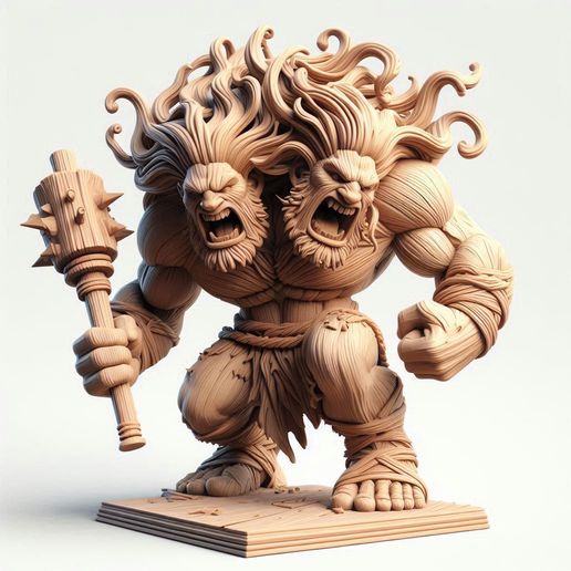 🧌 393 Two-Headed Roaring Norwegian Troll - 3D-Printed Ivory-Style ...