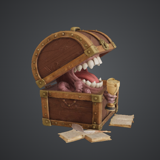 👹 Mimic Treasure Chest with Goblet – Fantasy Monster・Free STL File for ...