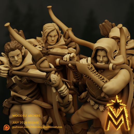 🪵 Wood Elf Archers | 32mm Scale Presupported Miniatures・ 3D File for 3D ...