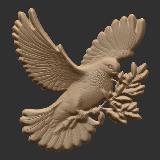 STL file white dove with olive branch cnc 🕊️ (OBJ)・Model to download ...
