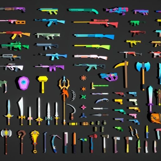 🔫 All Weapons Pack - Low Poly Guns and Melee Weapons Collection ...