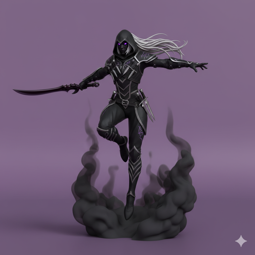 🚬 Single STL Dark Kin Shadow Assassin Miniature – Dynamic Leap Through ...