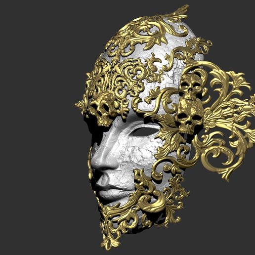 💀 Winged Skull Empress Masquerade Mask・ STL File for 3D printing・Cults