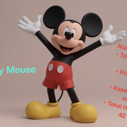 🐁 Big Mickey Mouse 3D Printable Figure - Easy Assembly High-Detail ...