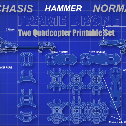 📱 Drone Dual Chassis・Free STL File for ・Cults