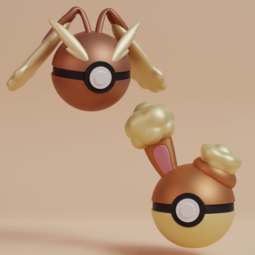 🐉 Pokemon Buneary Lopunny Pokeball・ STL File for ・Cults