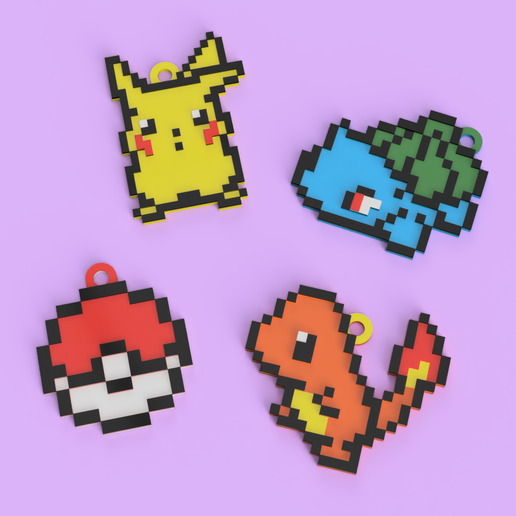STL file Pokemon 8 Bits Keychains Pack 🐉 ・3D printable model to ...