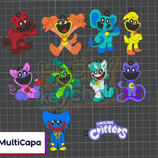 STL Smiling Critters Pack (10 Key Rings)🔑(Multilayer)📚・Archivo STL para ...