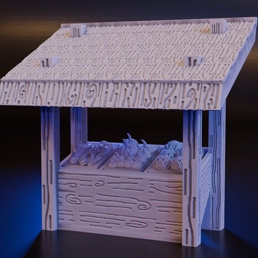 🎲 Modular Market Stalls (DND / TTRPG)・Free STL File for 3D printing・Cults