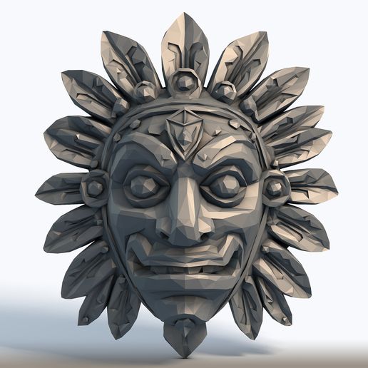 🎨 Low Poly Maya Ceremonial Mask - Ancient Tribal Wall Art - Cultural ...