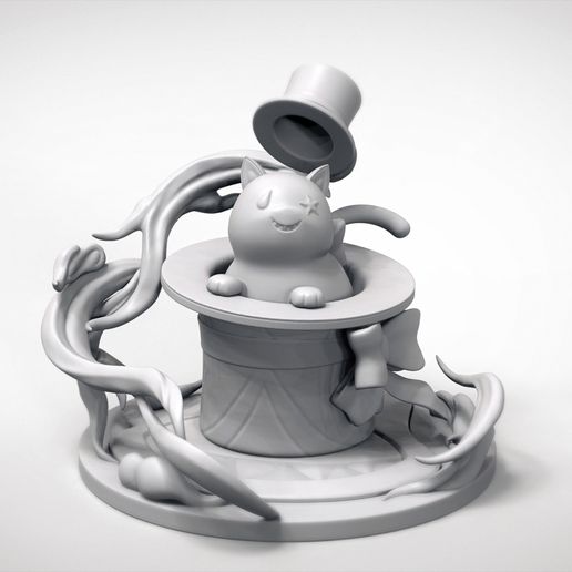 🎩 Lyney's hat cat fanart figurine・ 3D File for ・Cults
