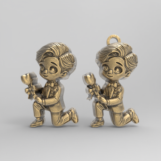 STL file cute boy with flower keychain 👦 (OBJ)・3D printable model to ...