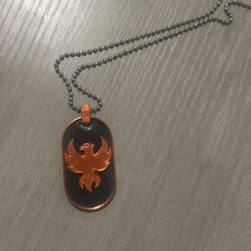 🦅 Rise Again – 3D printed Phoenix Dog Tag・ 3D File for 3D printing・Cults