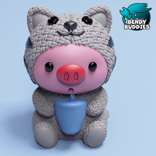 🐱 Piggy Cat Costume / Cute Knitted Beast Model / Collectible Pigface ...