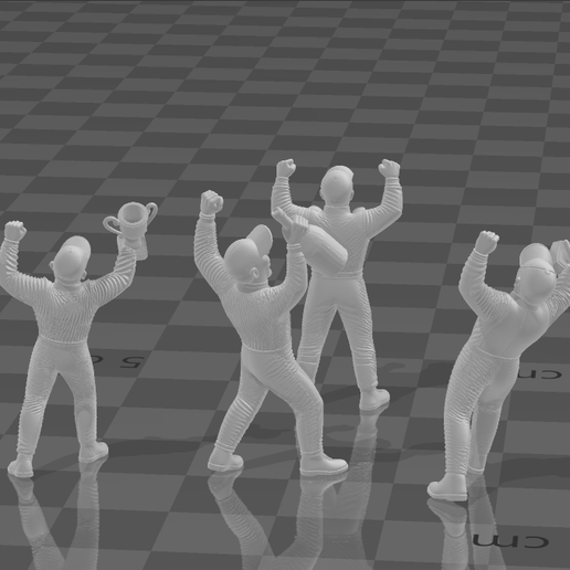 🏆 FREE FREE - Celebrating Race Driver 4-Pack 1/64 STL - Free Model to ...