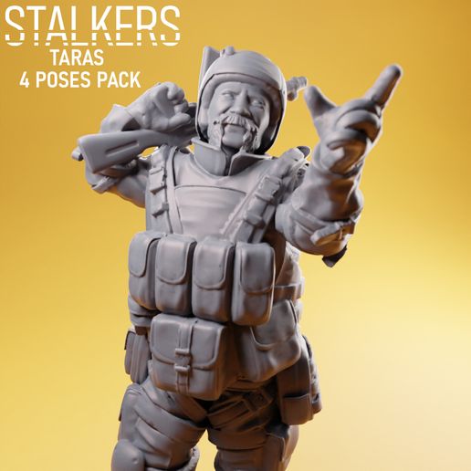 🎲 STALKERS BOARD GAME: Taras 4 Poses Pack・ STL File for 3D printing・Cults