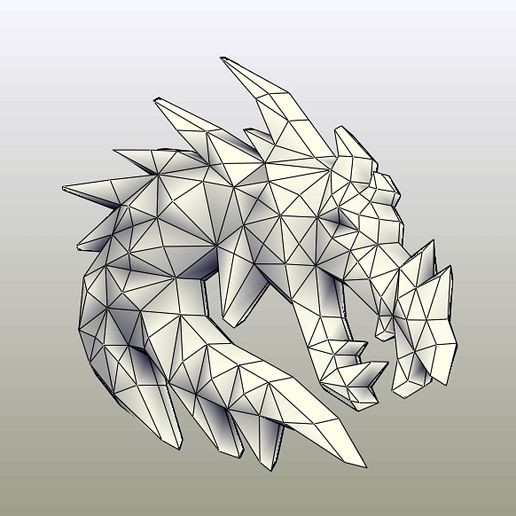🐉 Dragon low poly・ OBJ File for 3D printing and Papercraft & Origami・Cults
