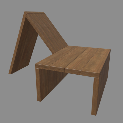 🪵 Low Poly Wooden Bench // Design 07・ STL File for 3D printing・Cults