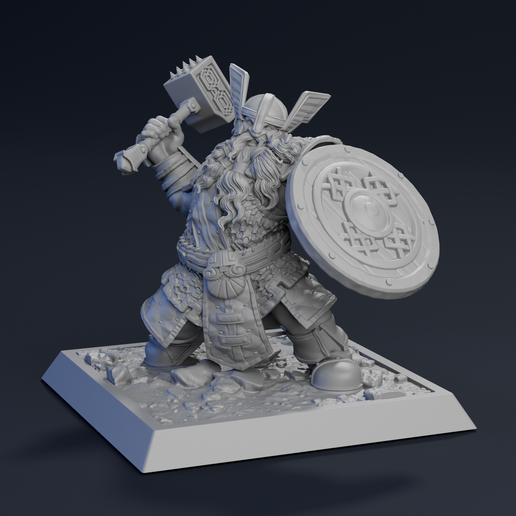 🎲 Dwarven Warrior Captain Miniature | STL | 28mm, 32mm, 54mm, 75mm ...